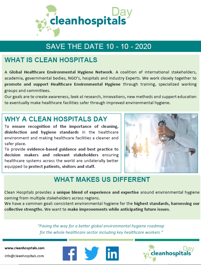 SAVE THE DATE : 10 - 10 - 2020 Clean Hospitals Day - Clean Hospitals